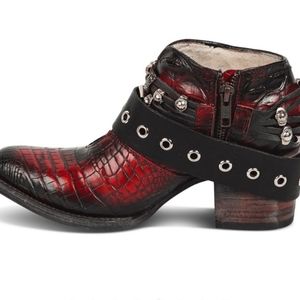 Freebird by Steven | Shoes | Freebird Saloon Red Croc Booties 7 Sold Out | Poshmark